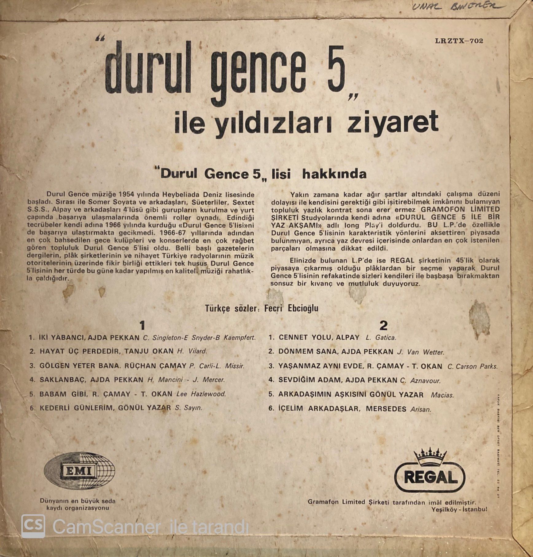 Durul Gence 5 – ''Durul Gence 5'' İle Yıldızları Ziyaret LP