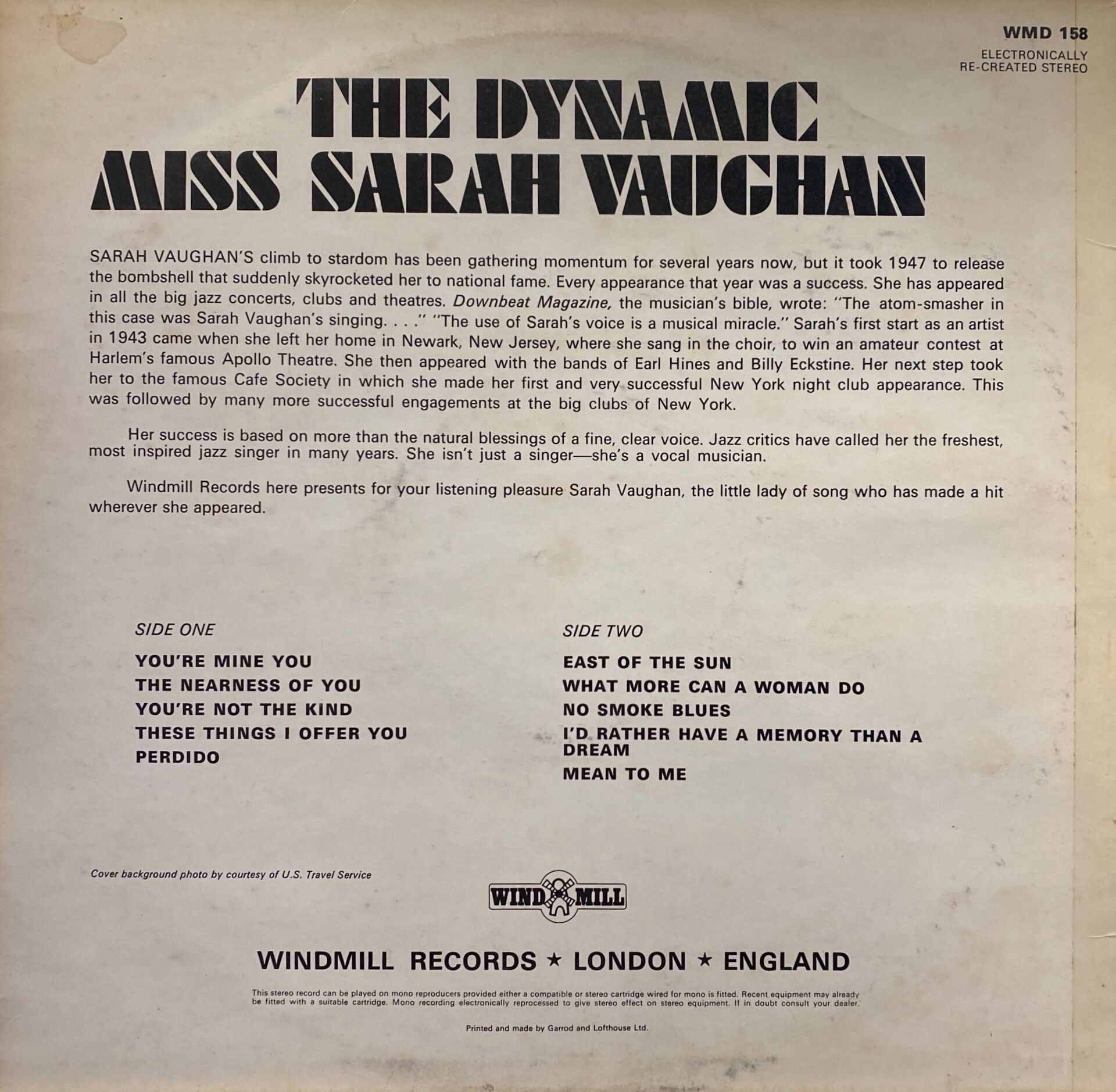 Sarah Vaughan – The Dynamic Miss Sarah Vaughan LP