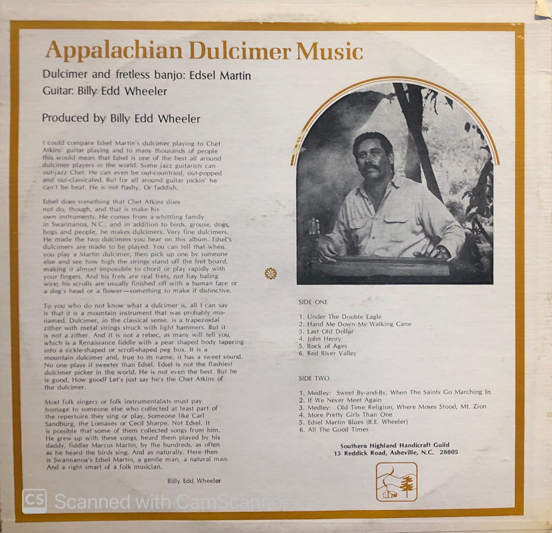Edsel Martin – Appalachian Dulcimer Music LP